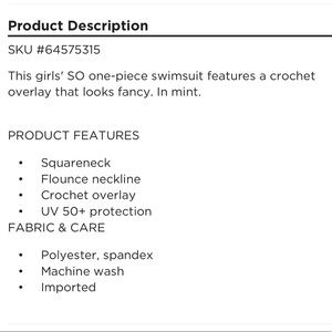 SO | Swim | Girls One Piece Crochet Swimsuit | Poshmark